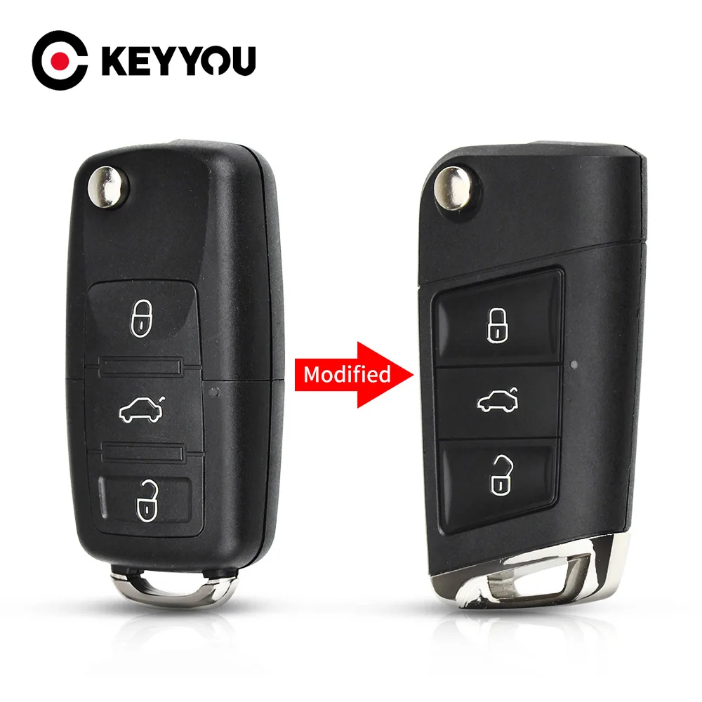 KEYYOU Modified Flip Remote Key Shell For Volkswagen VW Polo Passat B5 ...
