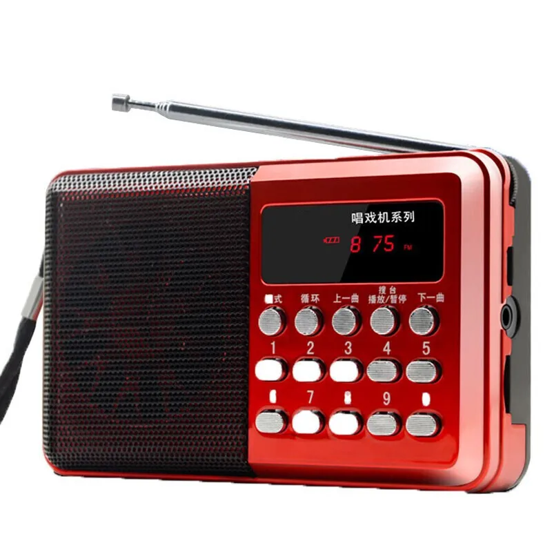 ZSY W800 Radio pequeña portátil recargable, tarjeta multifunción ...