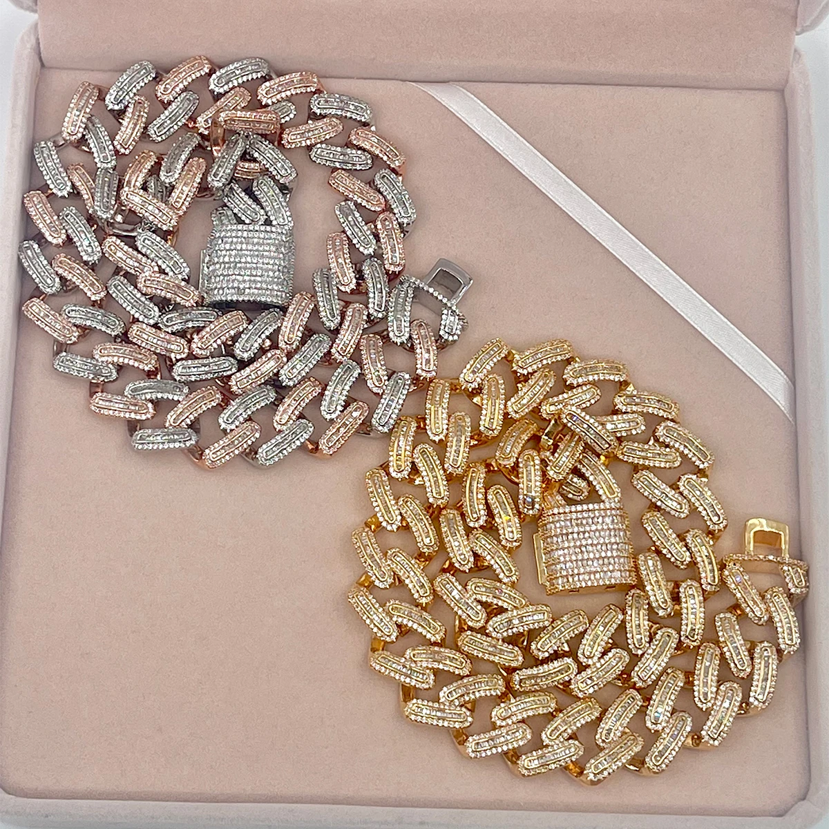 Drip-Letter-Miami-Cuban-Chain-For-Men-Iced-Out-Baguette-Cubic-Zirconia ...