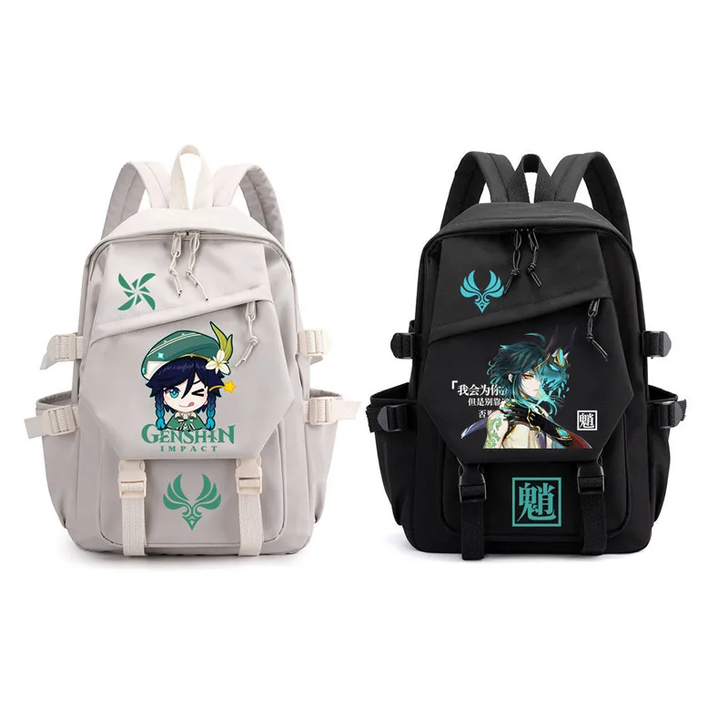 Genshin Impact Anime Cosplay Unisex Students School Bag Backpack Xiao ...