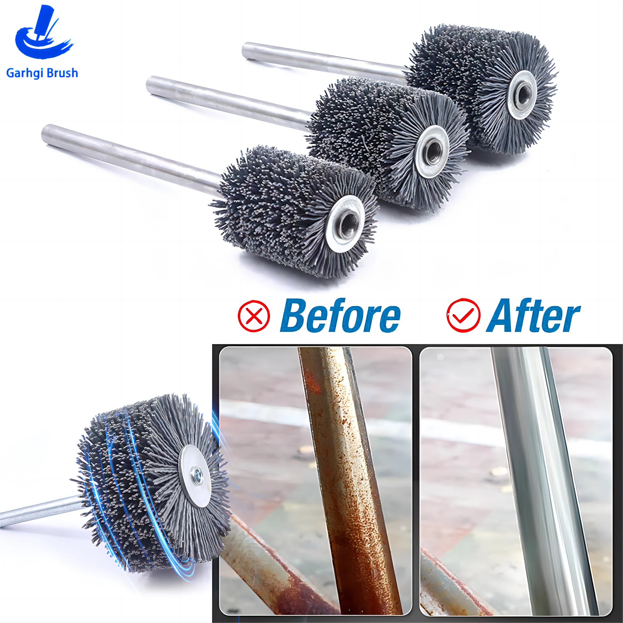 Abrasive Nylon Wheel Brush Grind Polishing Rust Removal Woodwork Rotary ...