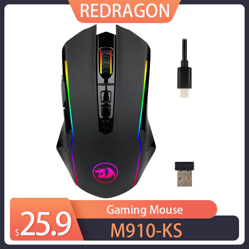 Redragon M910 KS ranger lite rgb 2.4g sem fio/com fio duplo modos ...