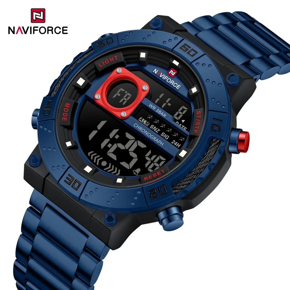 NAVIFORCE Relógios para Homens Cronógrafo Pulseira de Aço Inoxidável ...
