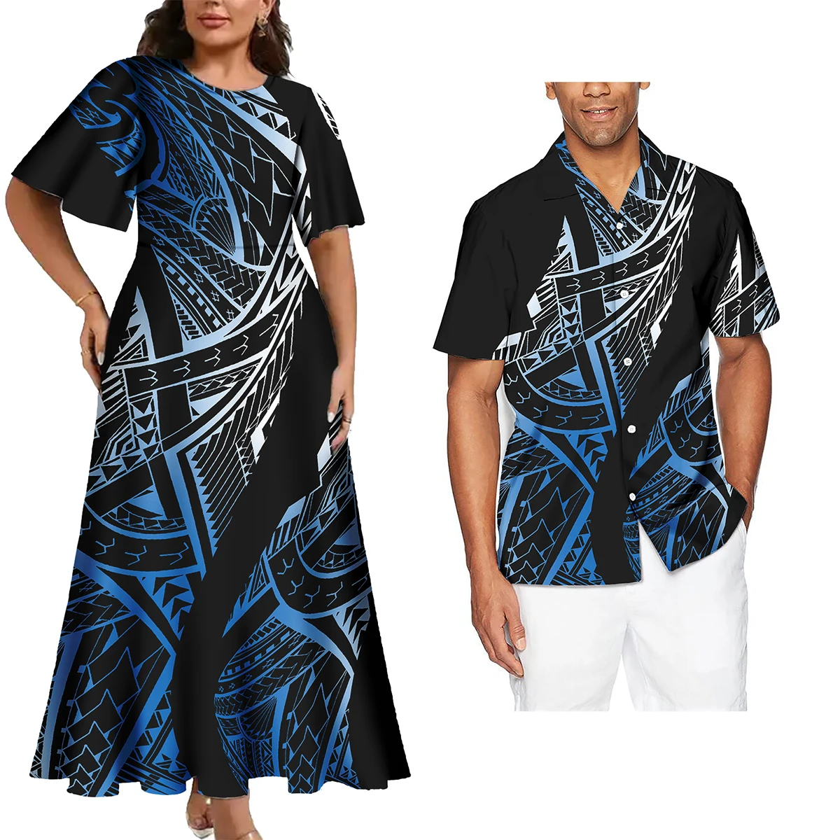 Custom-Logo-Wedding-Party-Couple-Sets-Polynesian-Tribal-Fijian-Print ...