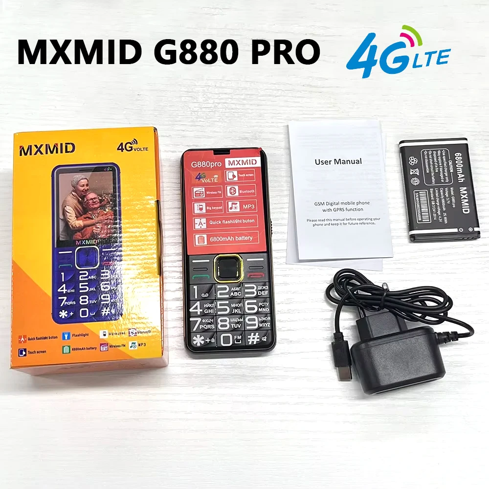 MXMID-teléfono móvil G880 PRO 4G, pantalla LCD de 2,4 pulgadas, frentes ...