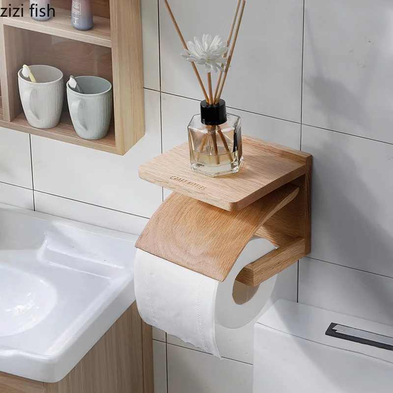 Wooden Toilet Paper Holder Shelf | Toilet Tissue Holder Shelf - Solid ...