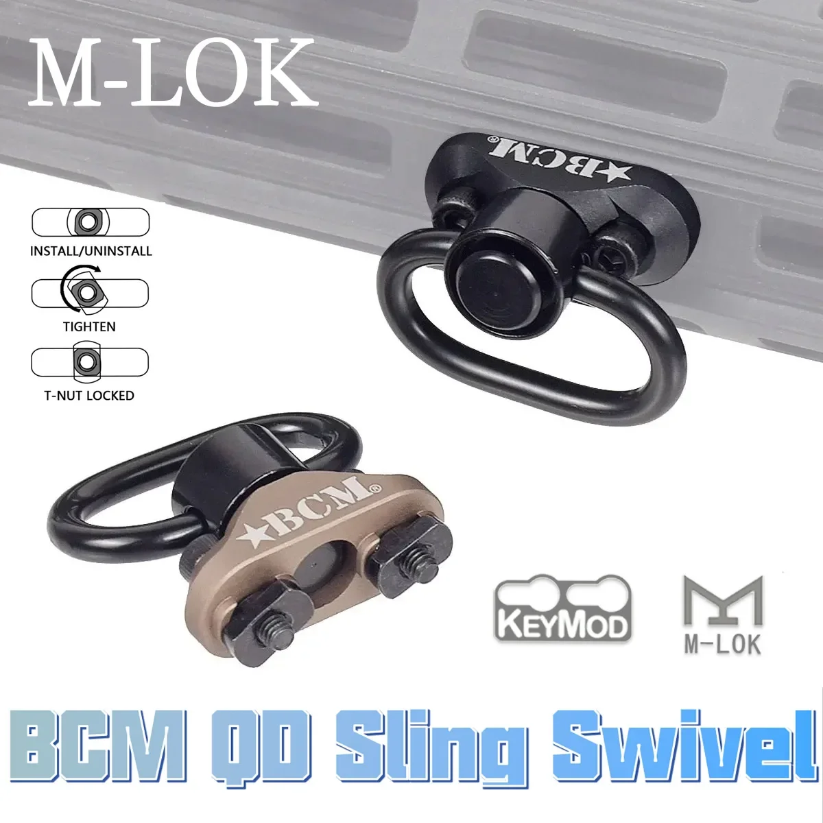 Tactical Metal BCM QD Sling Stud Mount Adapter Fit M-LOK Keymod Mount ...