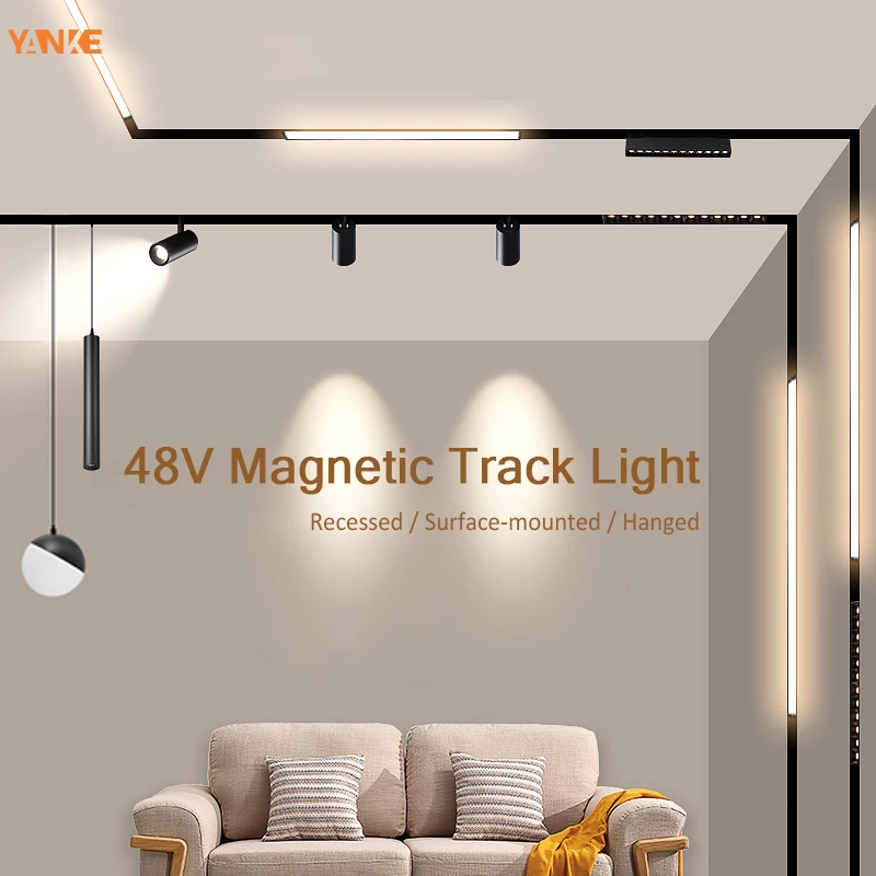 Embedded-Magnetic-Track-Light-LED-Recessed-Rail-Lamp-System-Safe-DC48V ...