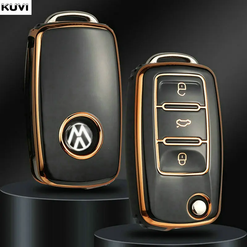 TPU Car Flip Key Case Cover Shell per Volkswagen VW Polo Golf Passat ...