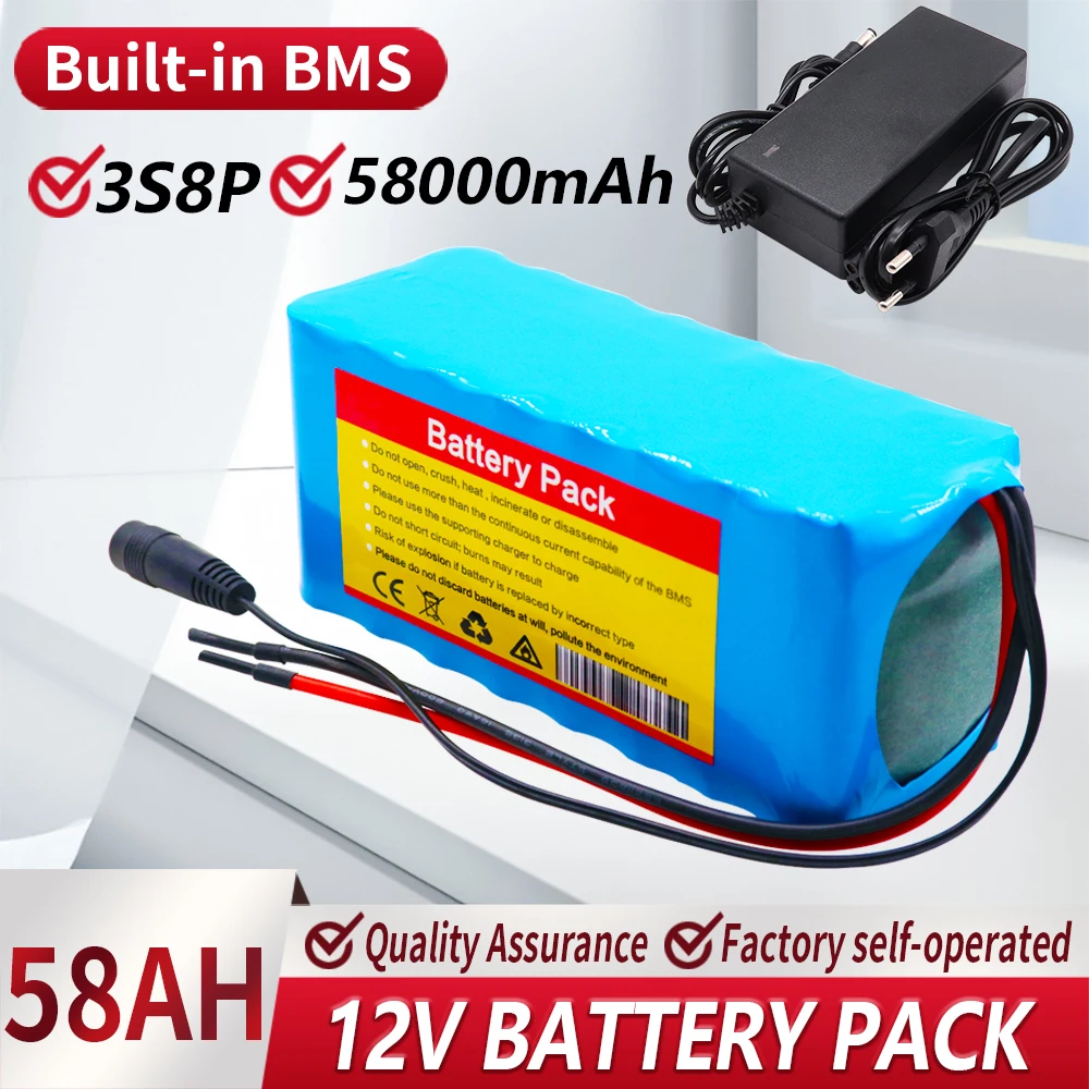 3s8p 12V 58Ah 18650 Li-ion Battery 12V 58000mAh Large, 42% OFF
