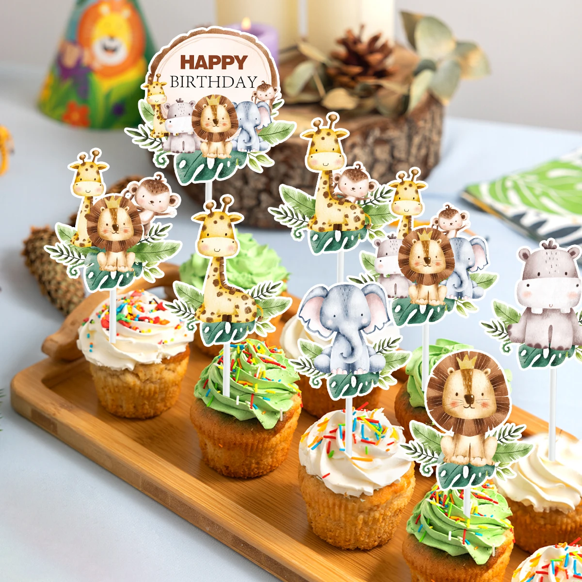Jungle-Safari-Birthday-Cake-Topper-Zoo-Giraffe-Lion-Jungle-Party ...