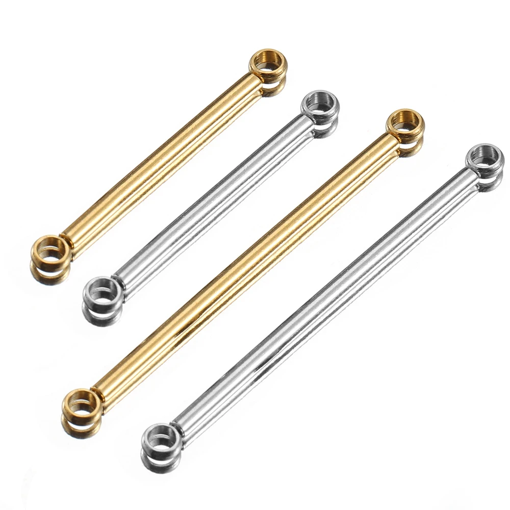 10pcs-Stainless-Steel-Bar-Stick-Connectors-Gold-Color-Plated-Connector ...