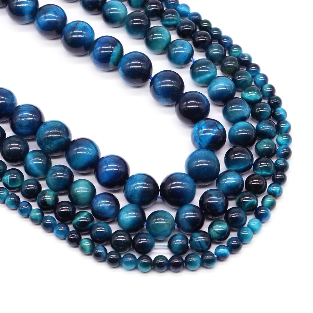 Natural-Stone-Blue-Tiger-Eye-Stone-Loose-Round-Beads-DIY-Bracelet ...