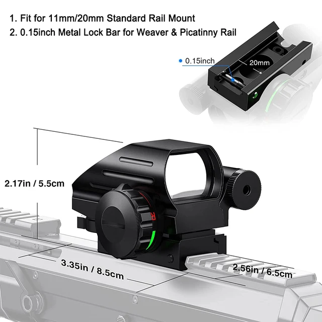 Red Dot Archery Sight 20mm LED Red/Green Dot Reflex Sight - 4 Reticle ...
