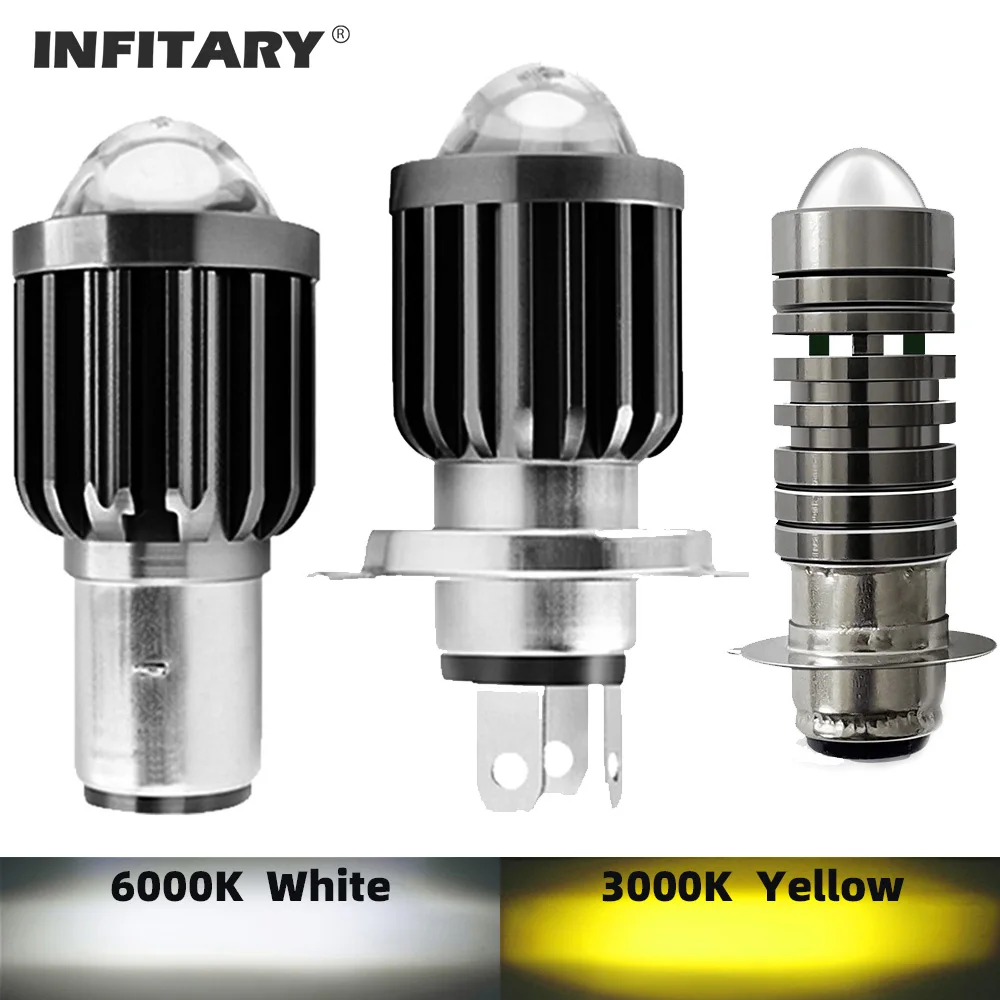 Infitary-Headlight-H4-BA20D-LED-MOTO-Fisheye-Lens-P15D-25-1-White ...