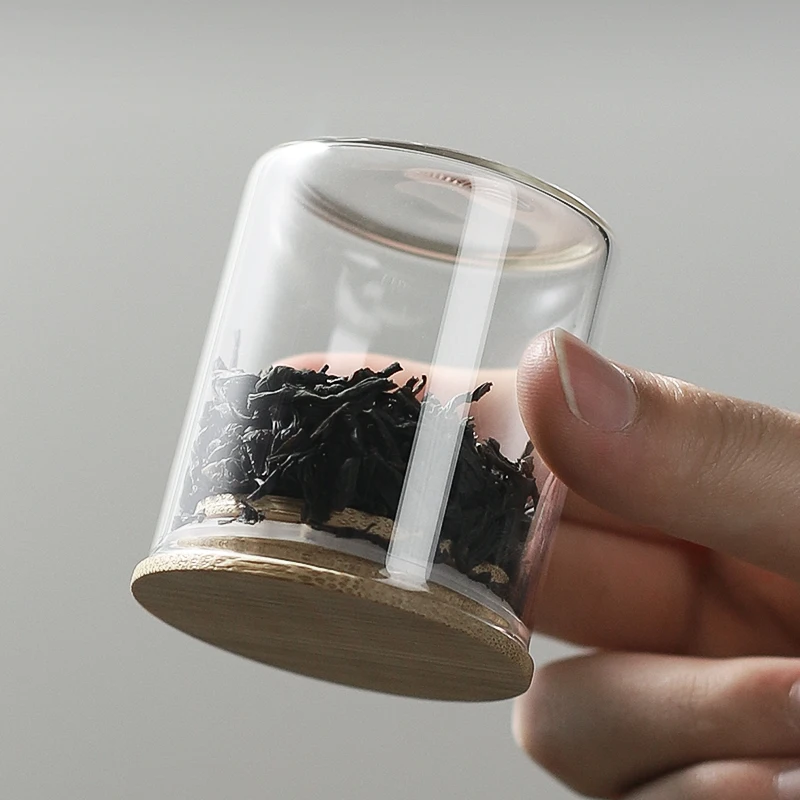 Mini-Small-Empty-Tea-Cans-Organizer-For-Loose-Tea-Clear-Glass-Vial ...