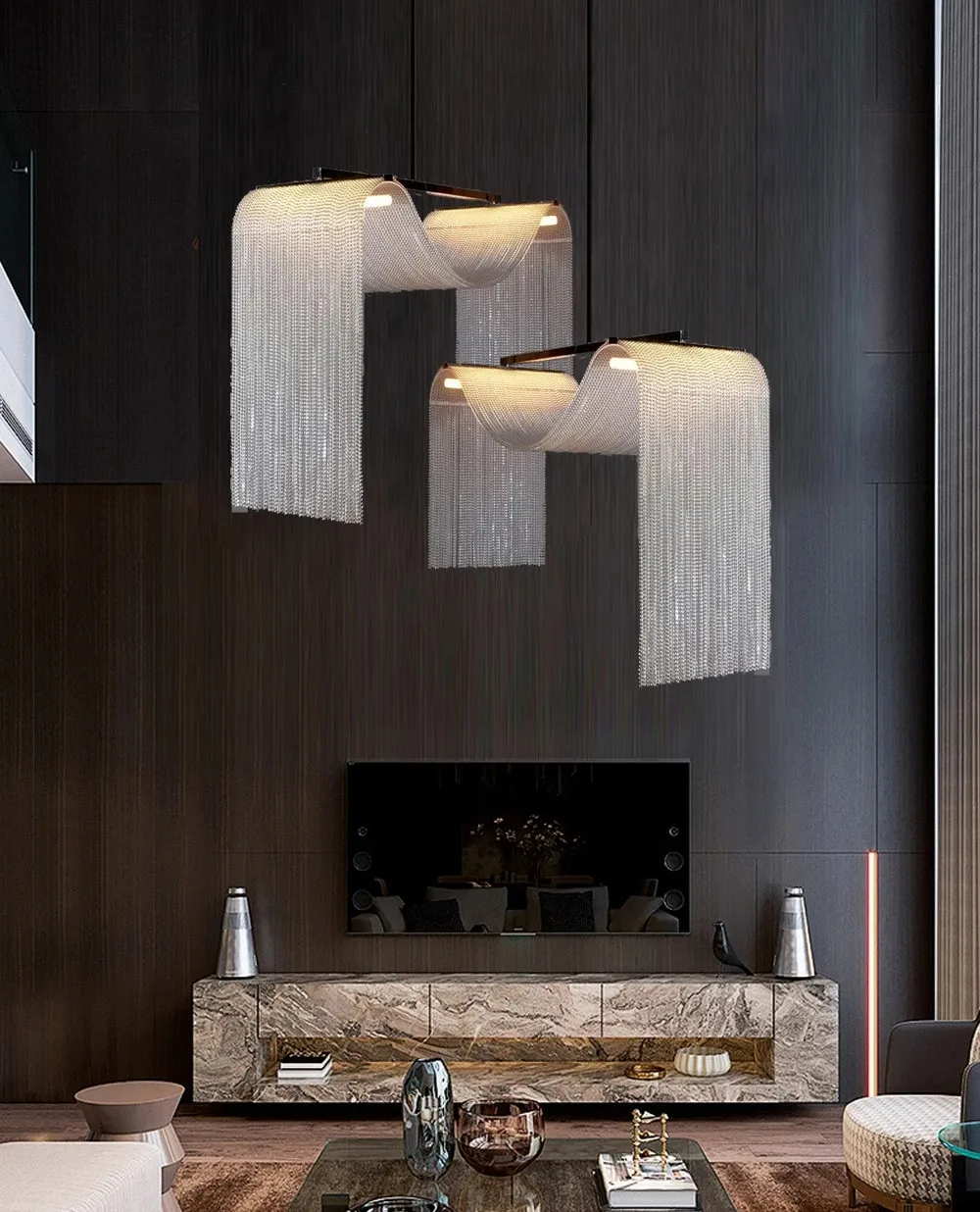 Cascade gland métal pendentif lumières concepteur européen LED décor à ...