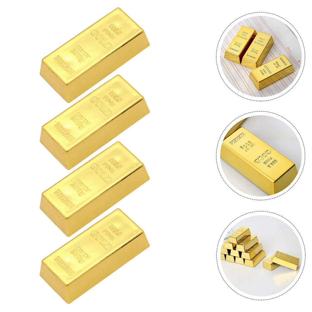 4-Pcs-Magnets-Toys-Gold-Bar-Props-Bars-Simulated-Pirate-Decors-Abs ...