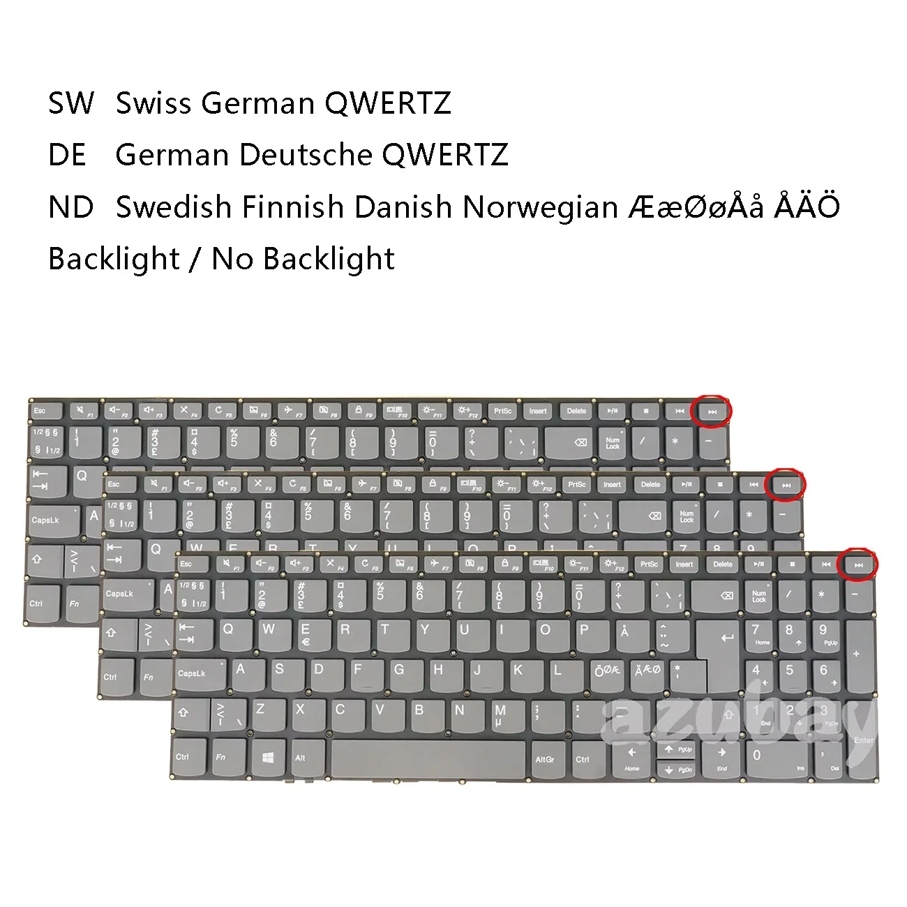 Swedish Finnish Danish Norwegian Swiss CH German Keyboard For Lenovo ...