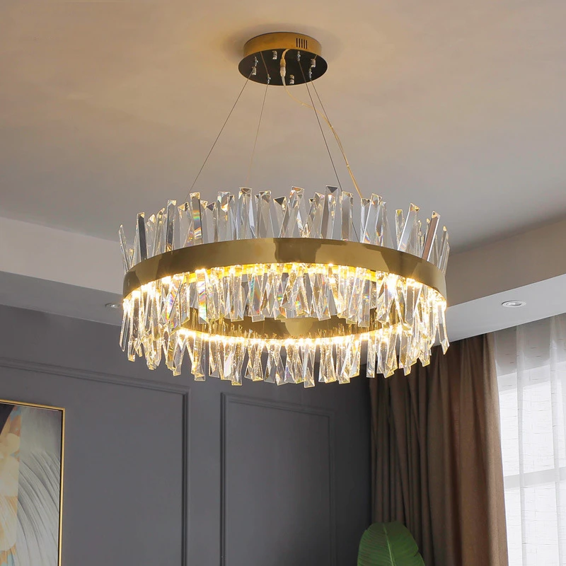 Novo lustre de cristal moderno led chrome ouro redondo retângulo ...