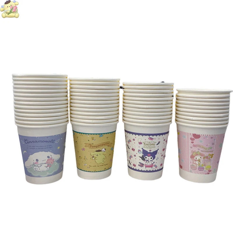 50pcs-Sanrio-Kawaii-Hello-Kitty-Disposable-Paper-Cup-Cartoon-Kuromi ...
