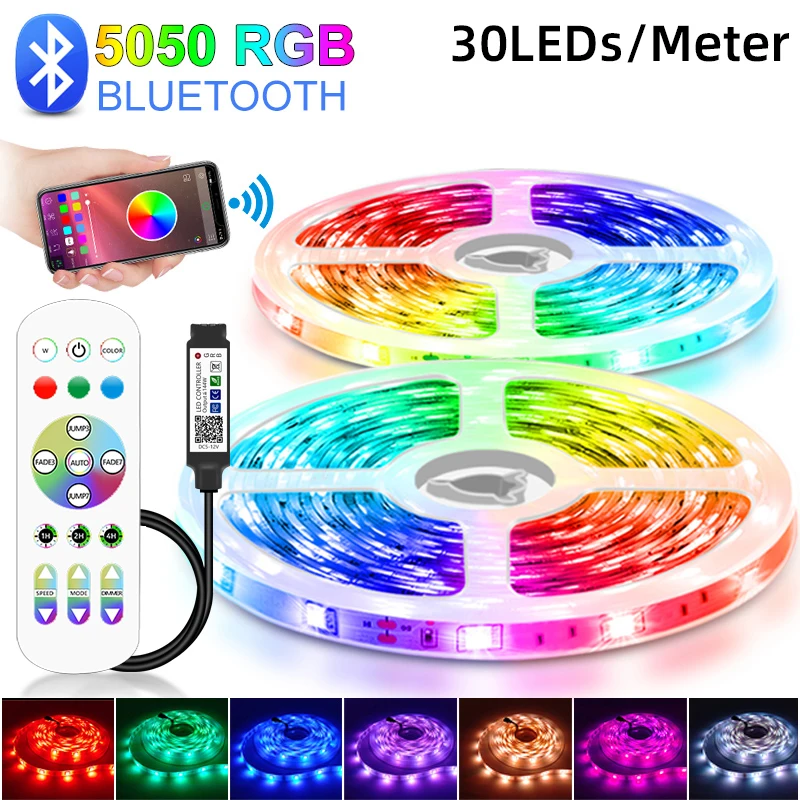 30LED/Meter Bluetooth Led Lights Strips 5050 WIFI RGB Flexible Tape TV ...