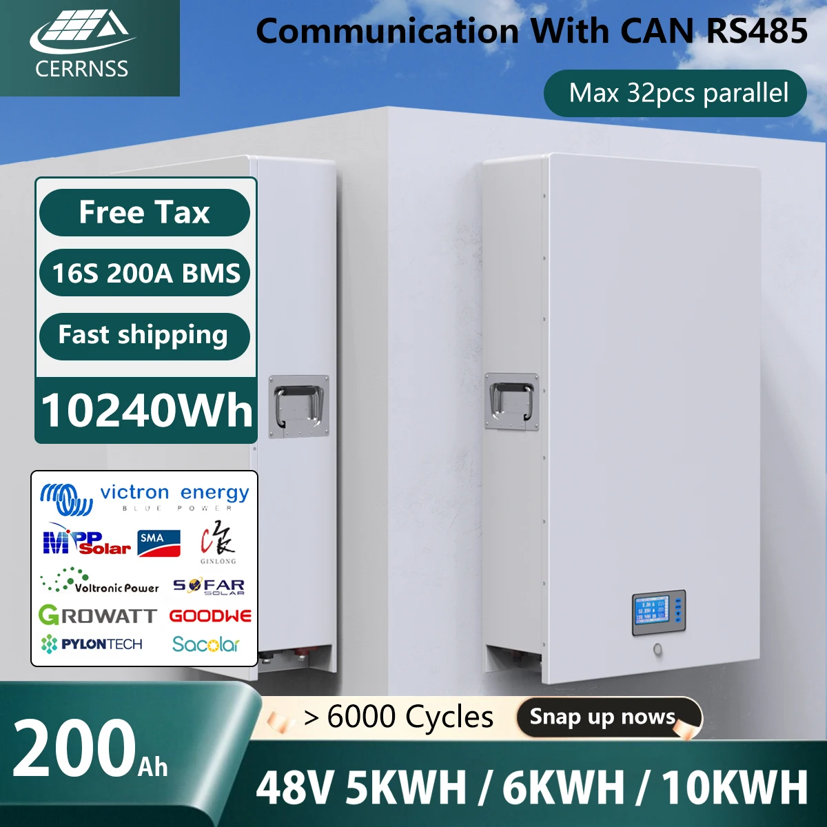 Everything Is Solar 48V 10KW Powerwall 200Ah LiFePO4 Battery With CAN ...