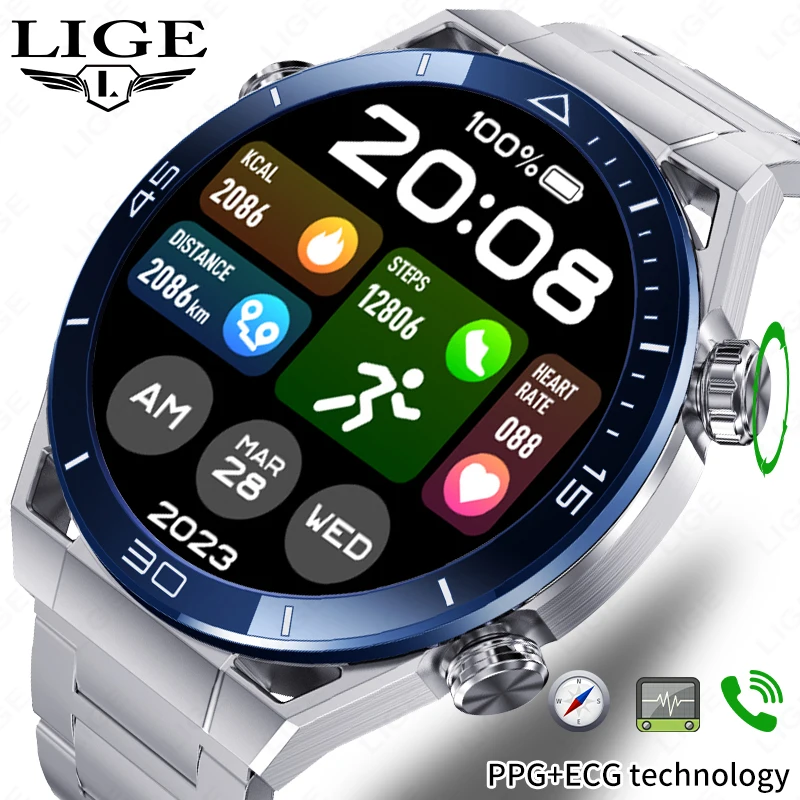 LIGE-PPG-ECG-Smart-Watch-Man-Outdoor-Sport-Fitness-Bracelet-Waterproof ...