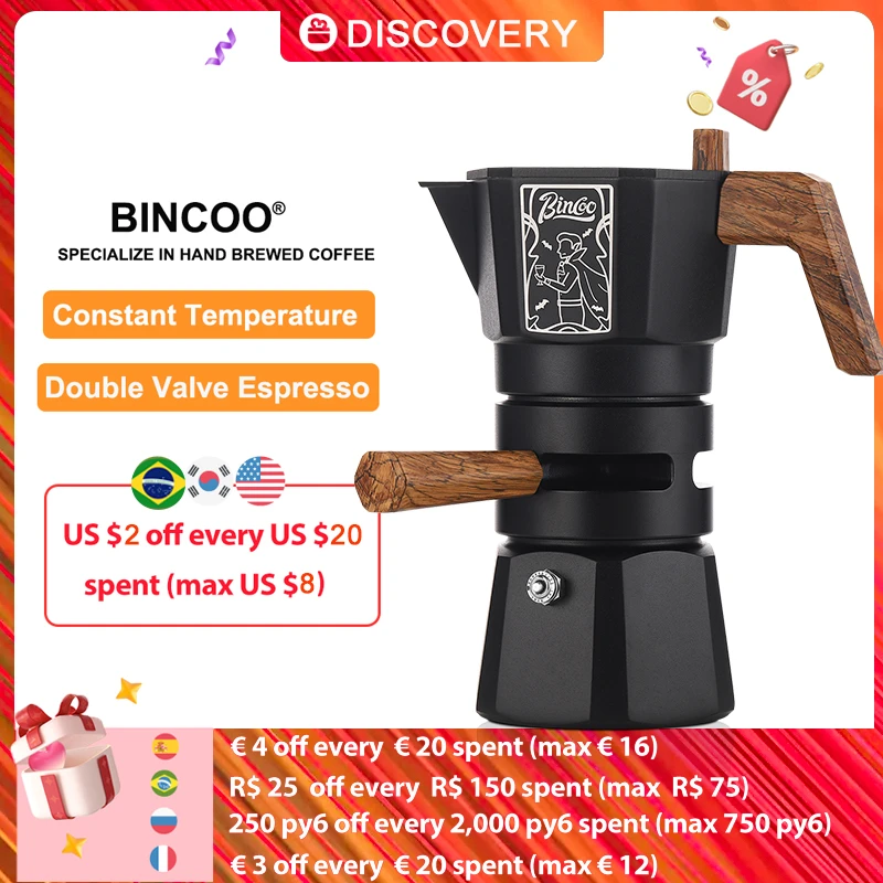 Bincoo 100ml Double Valve Espresso Coffee Pot Constant Temperature Moka ...