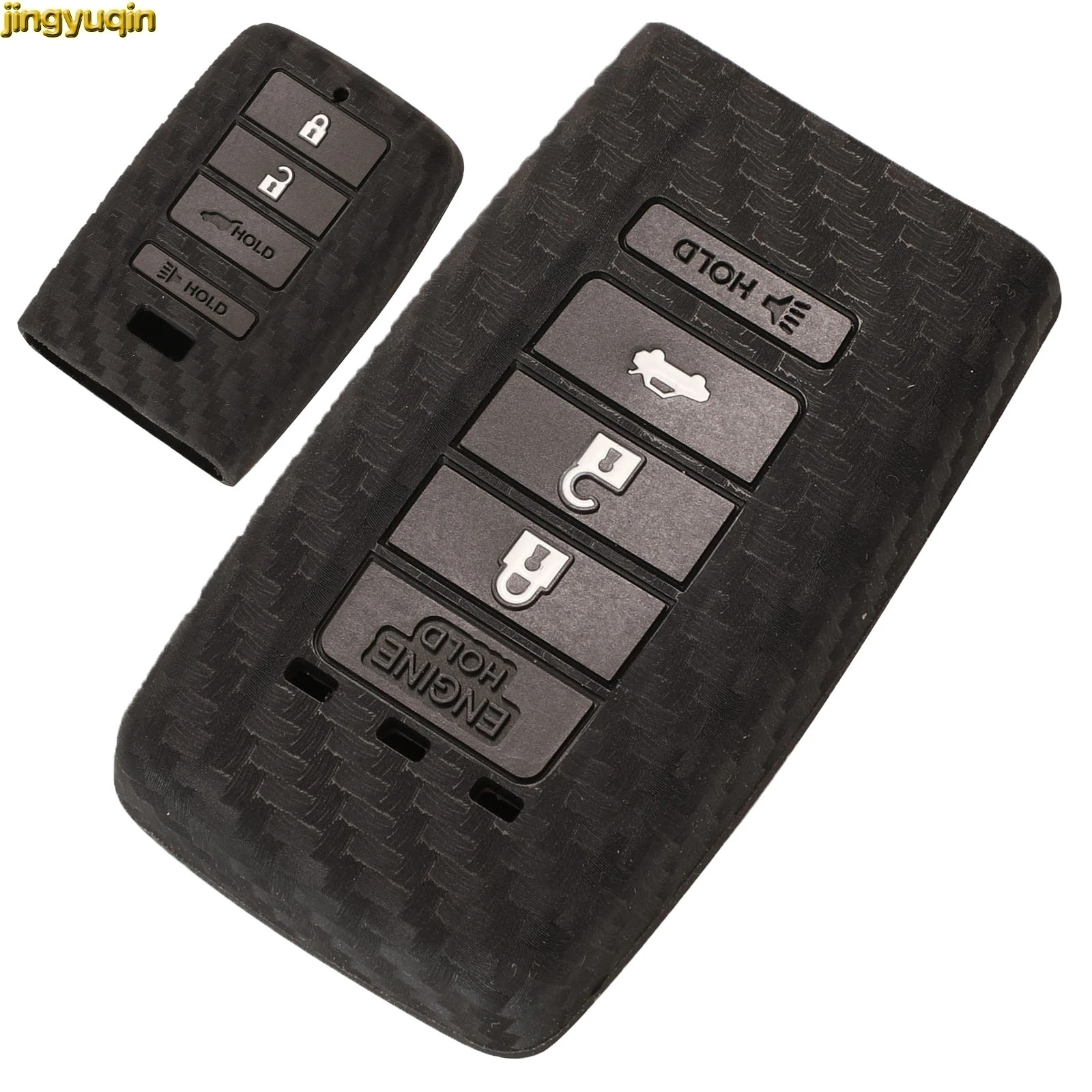Jingyuqin-Remote-Car-Key-Carbon-Fiber-Silicone-Case-Cover-For-Honda ...