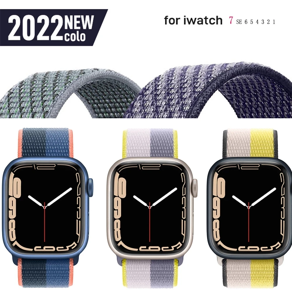 Nylon Loop Strap For Apple Watch Band 45mm 41mm Smartwatch 44mm 32mm ...