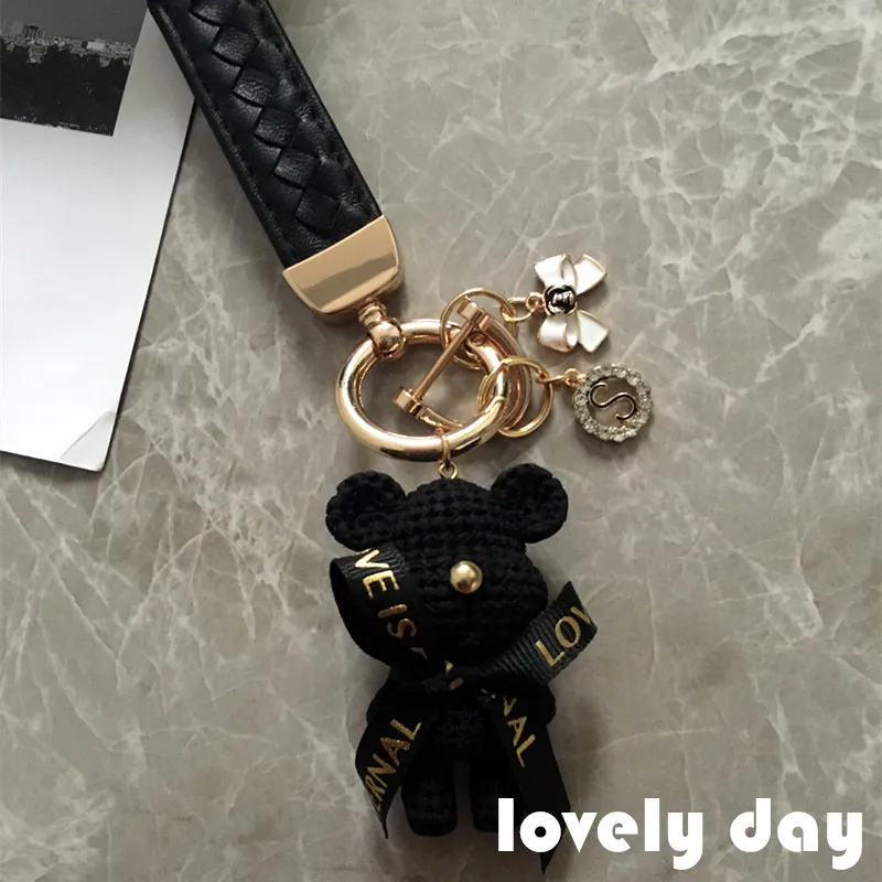 Original small fragrance style key chain bow car leather key chain ...