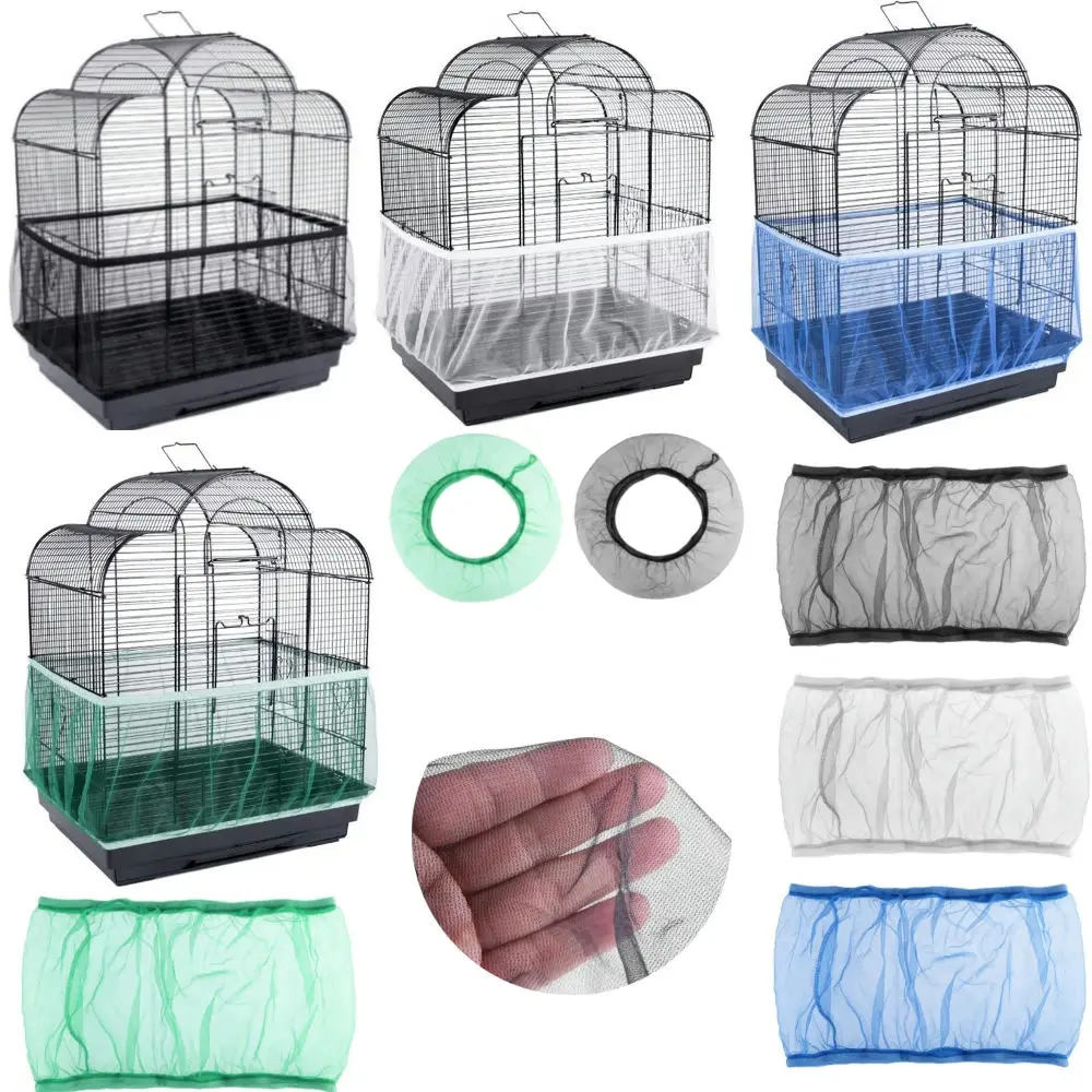 Nylon Mesh Bird Cage Cover Shell Skirt Net Easy Cleaning Seed Catcher ...