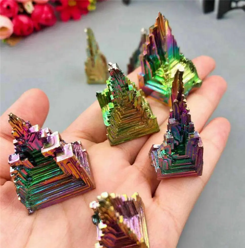 Natural Bismuth Tower Metal Mineral Pyramid Stones Gemstone Reiki ...