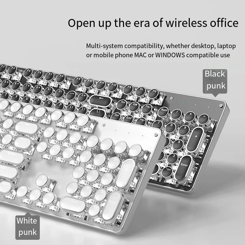 Aluminum Alloy Keyboard Bluetooth Wireless Wired Three-Mode 104-Key ...