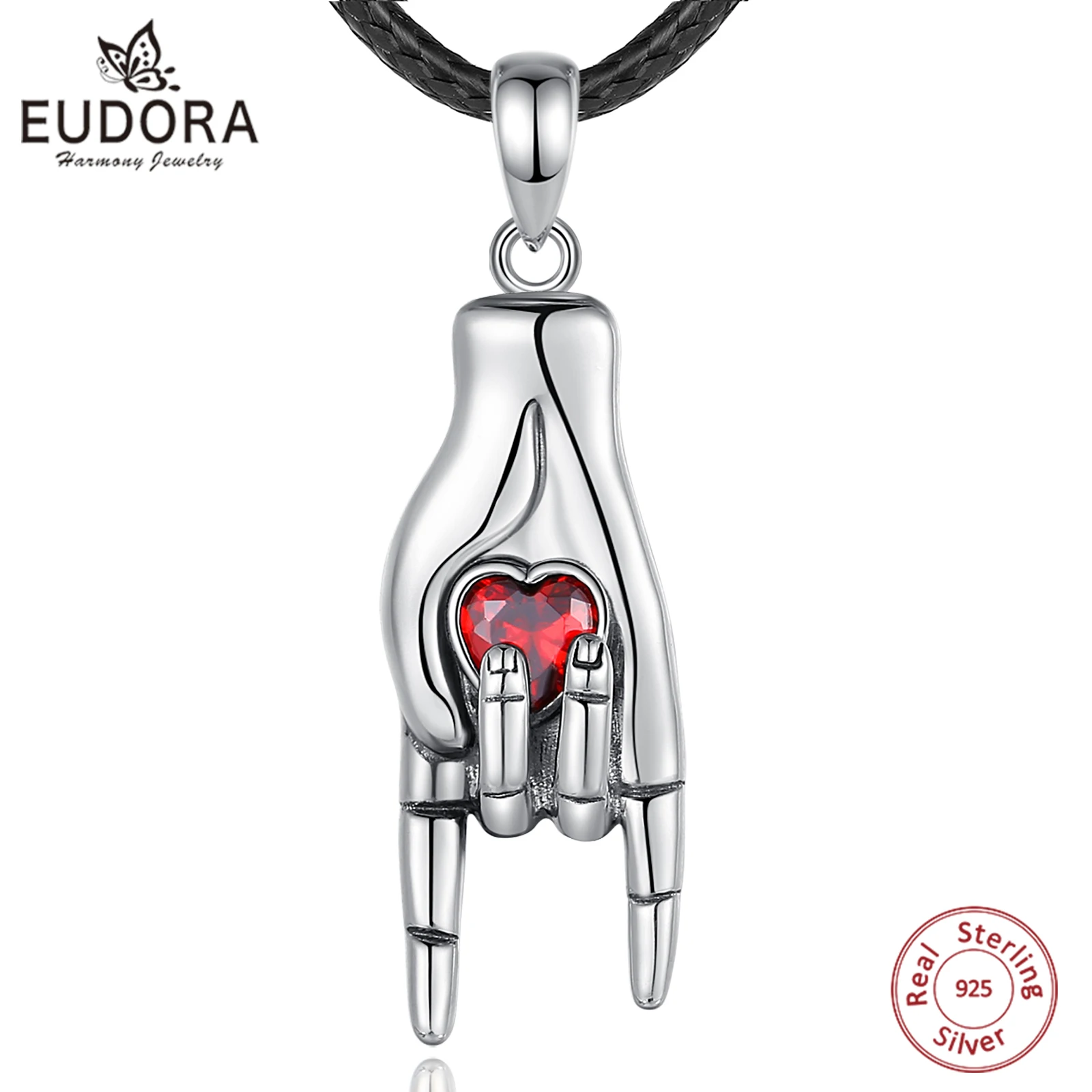 Eudora 925 Sterling Silver Italian Lucky Hand Pendant for Women Man ...