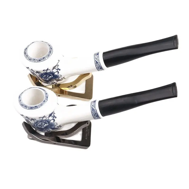 Ceramics-9mm-Filter-Flue-Blue-And-White-Porcelain-Tobacco-Pipe-Retro ...