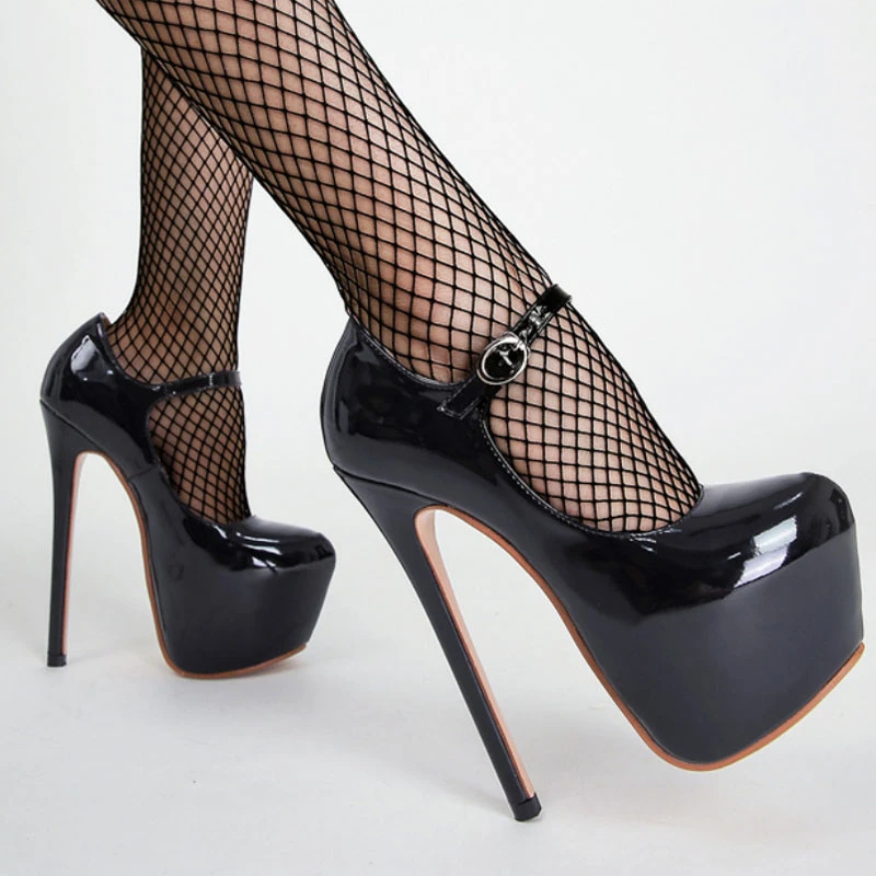 Elegant Woman Heeled Shoes | Round Toe Strap High Heels | Platform ...