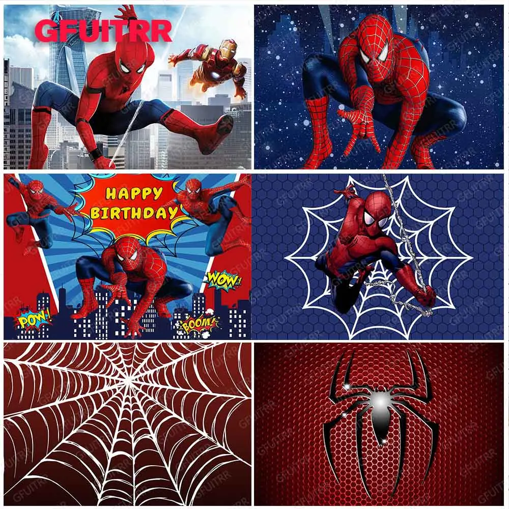 Superhero Spiderman Photography Background For Boys Birthday Party ...