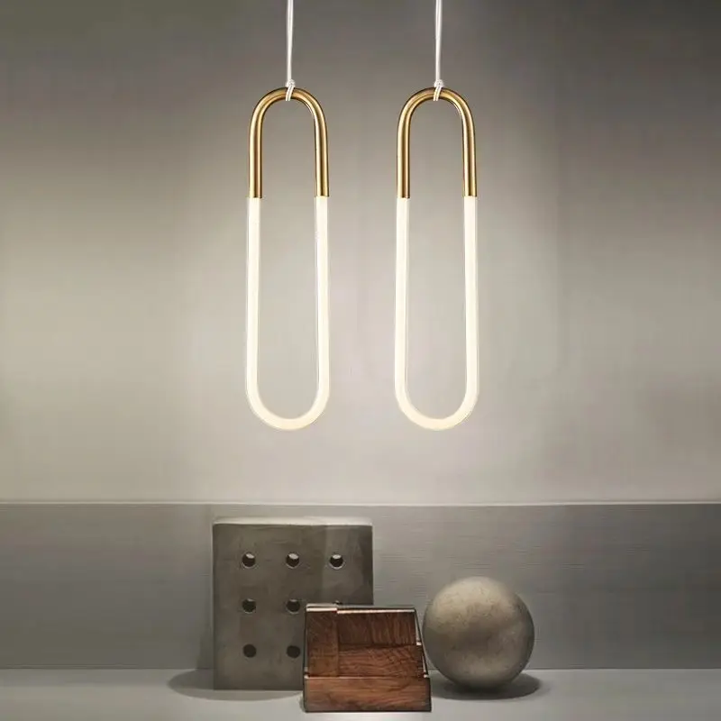 Nordic-U-shape-LED-Lamp-Modern-Gold-Pendant-Light-for-bedroom-Hanging ...
