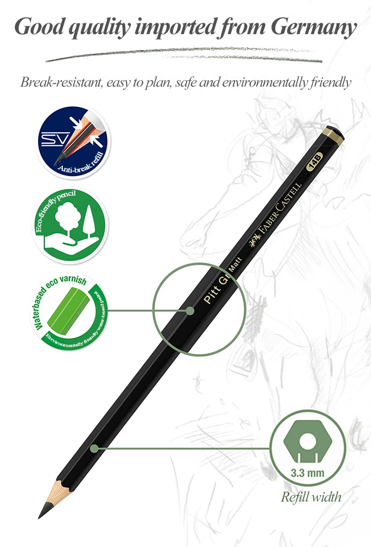 Crayon graphite,crayon de croquis noir mat,3 pièces,pour peinture ...