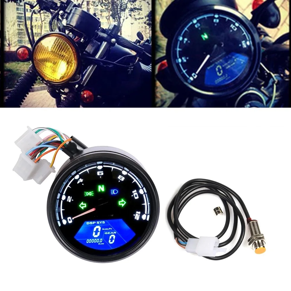 New-Universal-Digital-Motorcycle-Gauge-Panel-12000RMP-LCD-Speedometer ...