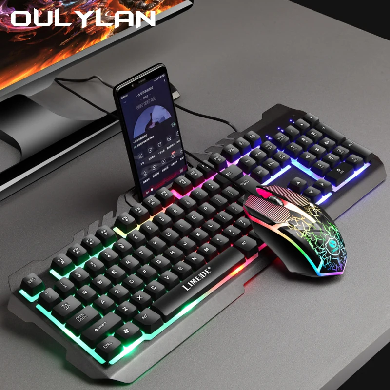 NEW-Keyboard-T21-Backlit-Wired-USB-Game-and-Mouse-Set-104-Keys-Luminous ...