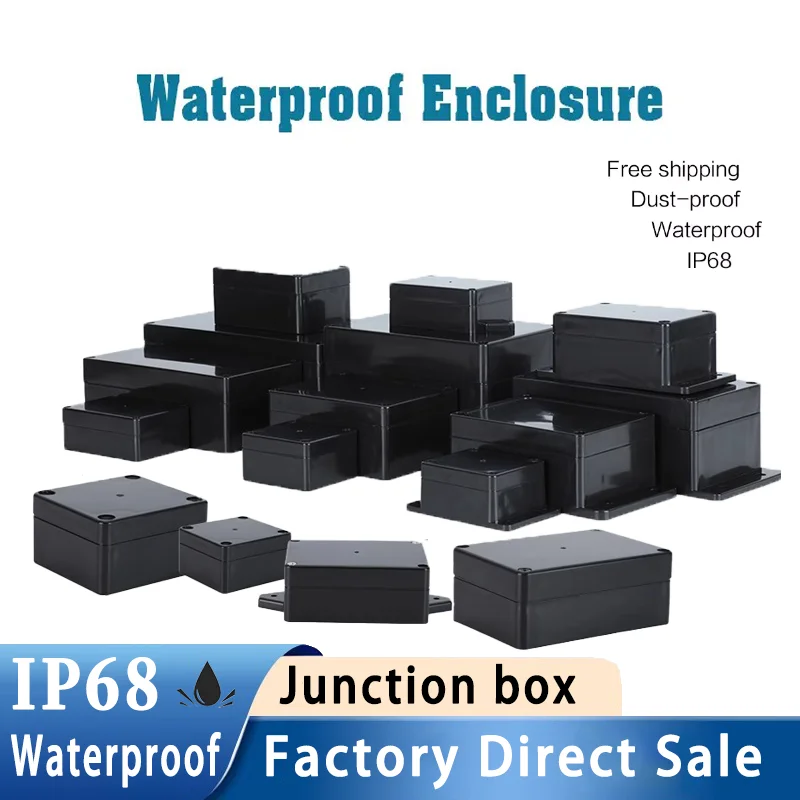 ABS Black Outdoor Waterproof Enclosure Plastic Box Electronic Project ...