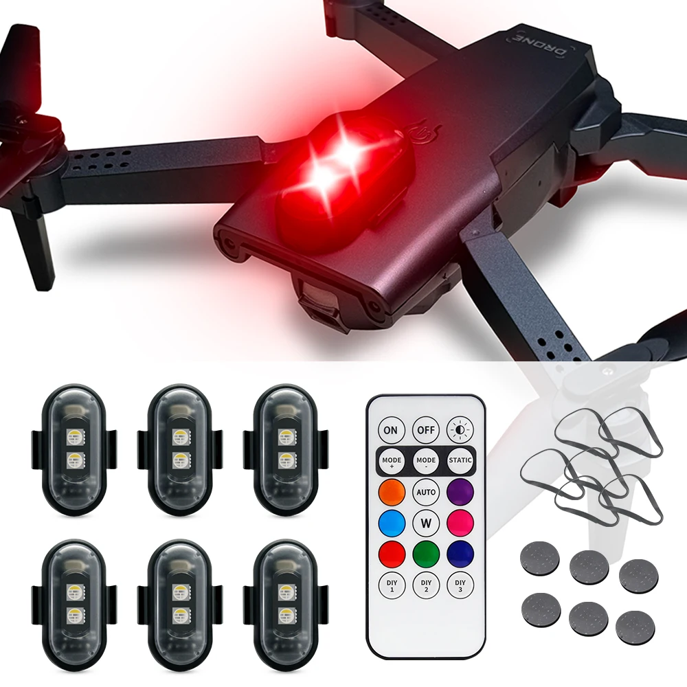 RGB LED Mini strobe Aircraft Light Wireless Remote Motorcycle Flash ...