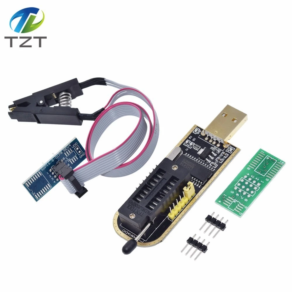 TZT CH341A 24 25 Series EEPROM Flash BIOS USB Programmer Module + SOIC8 ...