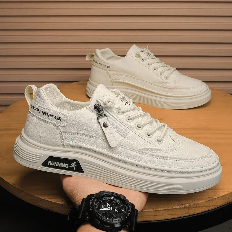 Unisex-White-Sneakers-Summer-Lace-Up-Thick-Bottom-Casual-Flats-Anti ...