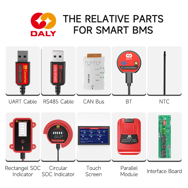 DALY Smart BMS Accessories USB to UART RS485 cable CANbus Box Power LCD ...
