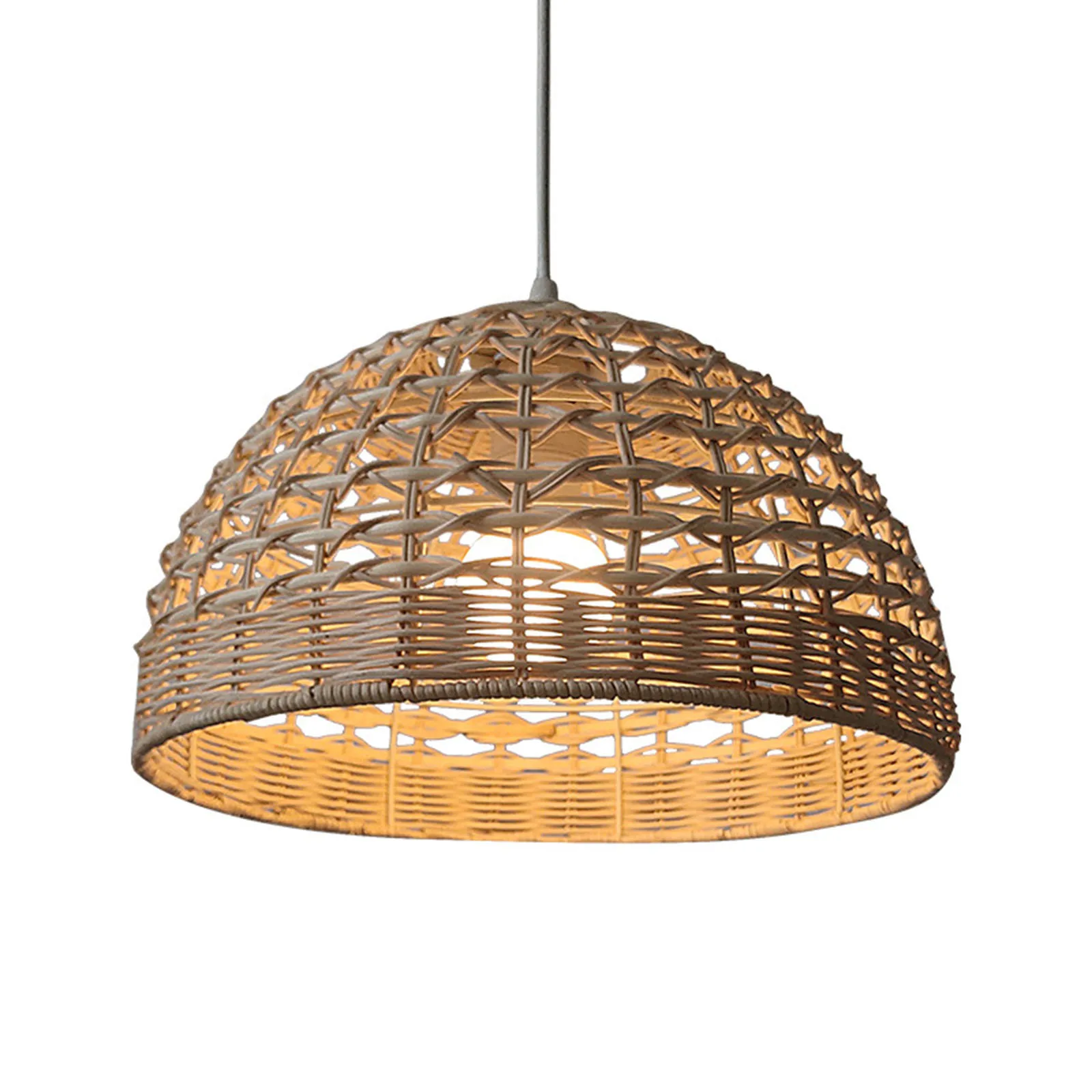 Rattan Lampshade Creative Modern Weaved Round Natural for Dining Room ...