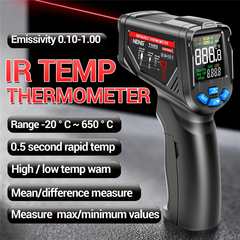 TH05-Digital-Infrared-Thermometer-650C-High-Temperature-Meter-Gun ...